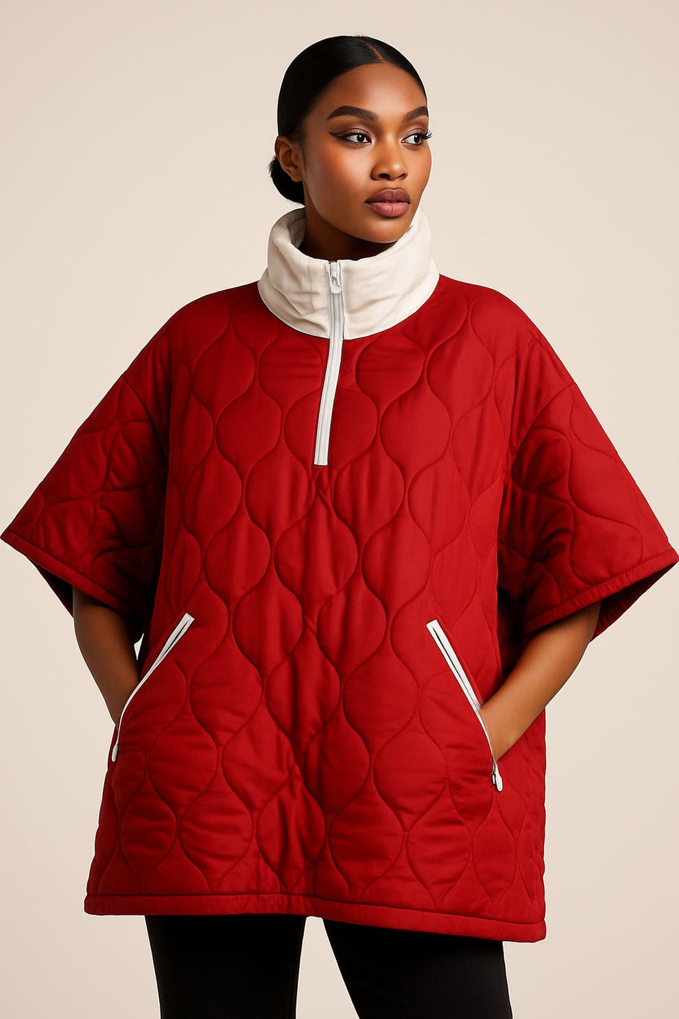 DST Sorority Inspired Poncho Jacket Apparel Quilted Puffer Poncho Wome ...